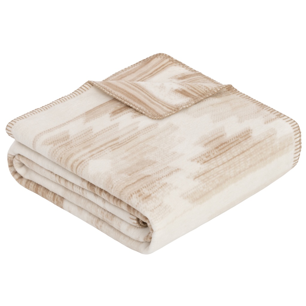 Neutral Beige Ivory Southwestern Cotton Blend Throw Blanket by IBENA